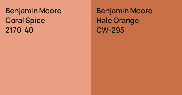 Benjamin Moore Coral Spice vs. Benjamin Moore Hale Orange comparison