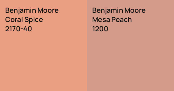 Benjamin Moore Coral Spice vs. Benjamin Moore Mesa Peach comparison