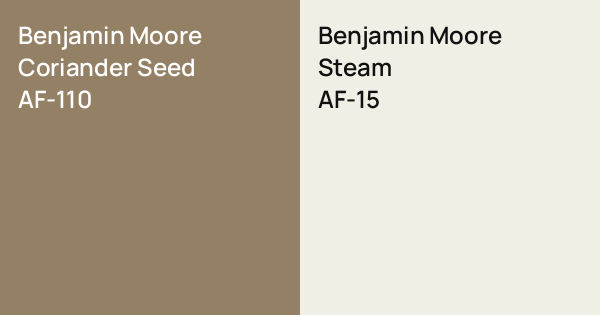 Benjamin Moore Coriander Seed vs. Benjamin Moore Steam comparison