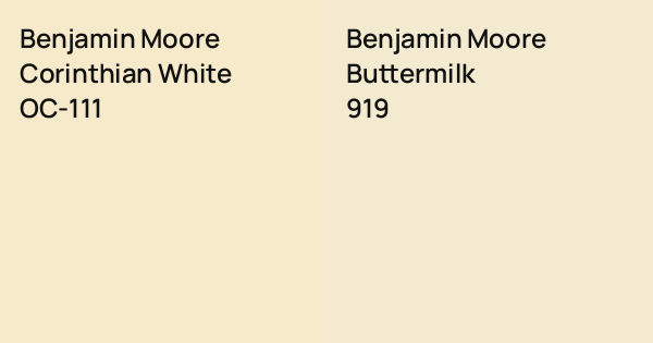 Benjamin Moore Corinthian White vs. Benjamin Moore Buttermilk comparison