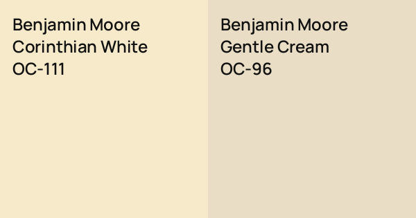 Benjamin Moore Corinthian White vs. Benjamin Moore Gentle Cream comparison
