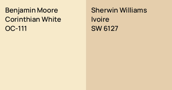 Benjamin Moore Corinthian White vs. Sherwin Williams Ivoire comparison