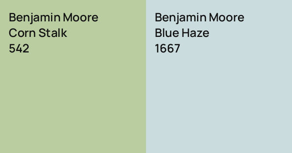 Benjamin Moore Corn Stalk vs. Benjamin Moore Blue Haze comparison