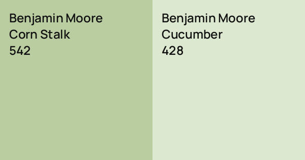 Benjamin Moore Corn Stalk vs. Benjamin Moore Cucumber comparison