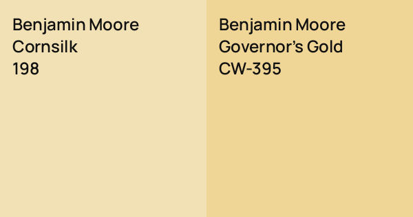 Benjamin Moore Cornsilk vs. Benjamin Moore Governor's Gold comparison