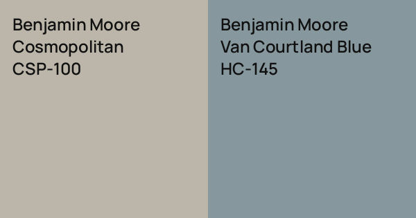Benjamin Moore Cosmopolitan vs. Benjamin Moore Van Courtland Blue ...