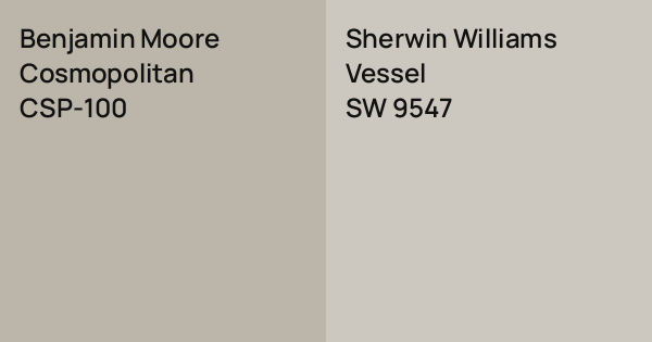 Benjamin Moore Cosmopolitan vs. Sherwin Williams Vessel comparison