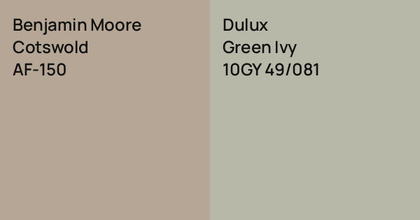 Benjamin Moore Cotswold vs. Dulux Green Ivy comparison