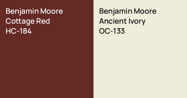 Benjamin Moore Cottage Red vs. Benjamin Moore Ancient Ivory comparison