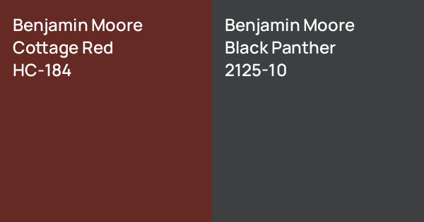Benjamin Moore Cottage Red vs. Benjamin Moore Black Panther comparison