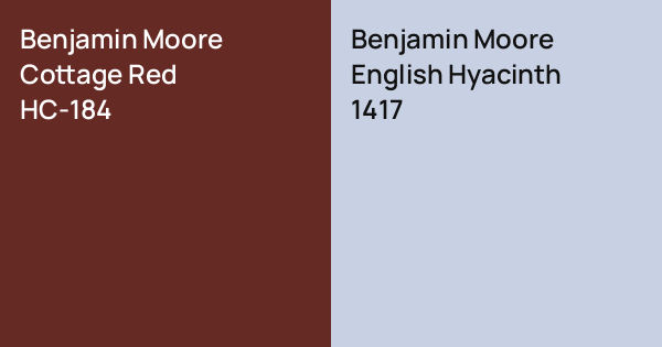Benjamin Moore Cottage Red vs. Benjamin Moore English Hyacinth comparison