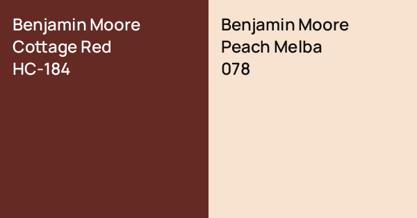 Benjamin Moore Cottage Red vs. Benjamin Moore Peach Melba comparison