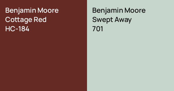 Benjamin Moore Cottage Red vs. Benjamin Moore Swept Away comparison