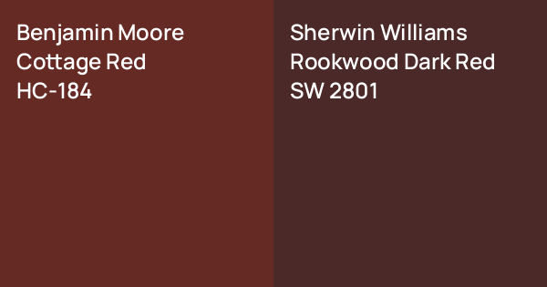 Benjamin Moore Cottage Red vs. Sherwin Williams Rookwood Dark Red ...