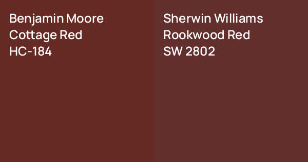 Benjamin Moore Cottage Red vs. Sherwin Williams Rookwood Red comparison