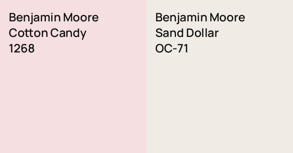 Benjamin Moore Cotton Candy vs. Benjamin Moore Sand Dollar comparison