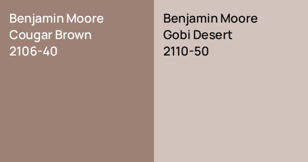 Benjamin Moore Cougar Brown vs. Benjamin Moore Gobi Desert comparison