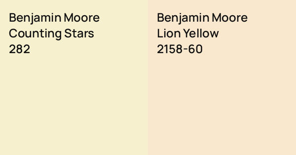 Benjamin Moore Counting Stars vs. Benjamin Moore Lion Yellow comparison