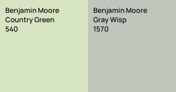 Benjamin Moore Country Green vs. Benjamin Moore Gray Wisp comparison