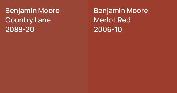 Benjamin Moore Country Lane vs. Benjamin Moore Merlot Red comparison