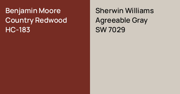 Benjamin Moore Country Redwood vs. Sherwin Williams Agreeable Gray ...