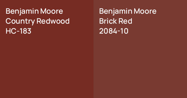 Benjamin Moore Country Redwood vs. Benjamin Moore Brick Red comparison