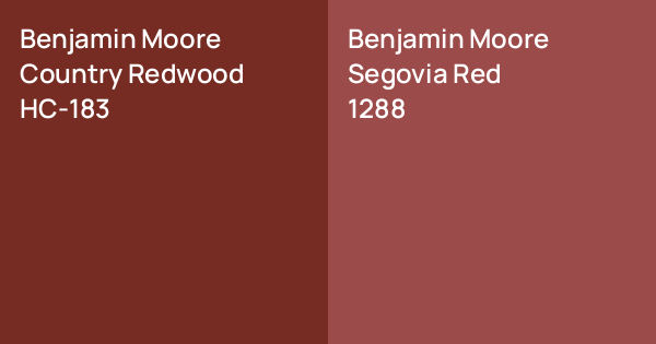 Benjamin Moore Country Redwood vs. Benjamin Moore Segovia Red comparison