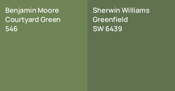 Benjamin Moore Courtyard Green vs. Sherwin Williams Greenfield comparison