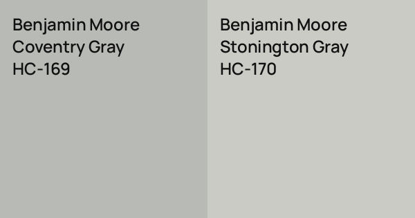 Benjamin Moore Coventry Gray vs. Benjamin Moore Stonington Gray comparison