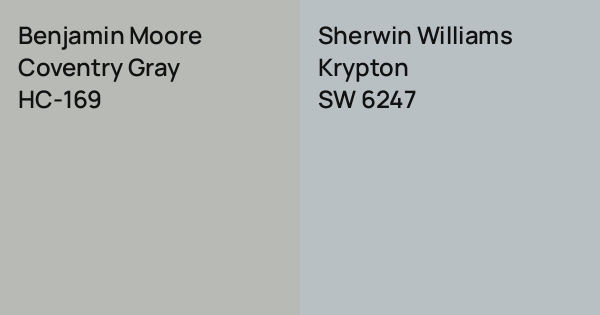 Benjamin Moore Coventry Gray vs. Sherwin Williams Krypton comparison