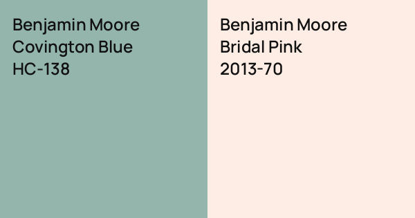 Benjamin Moore Covington Blue vs. Benjamin Moore Bridal Pink comparison