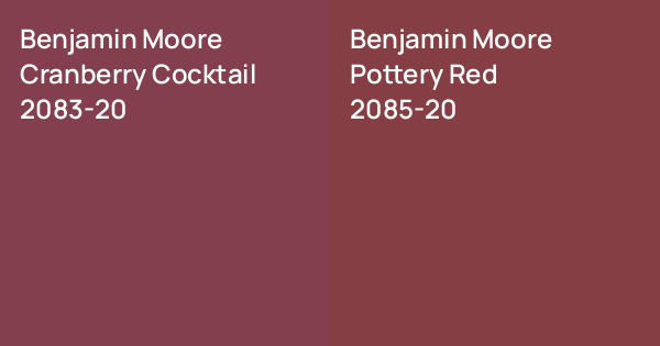 Benjamin Moore Cranberry Cocktail vs. Benjamin Moore Pottery Red comparison