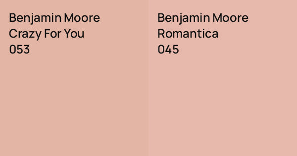 Benjamin Moore Crazy For You vs. Benjamin Moore Romantica comparison