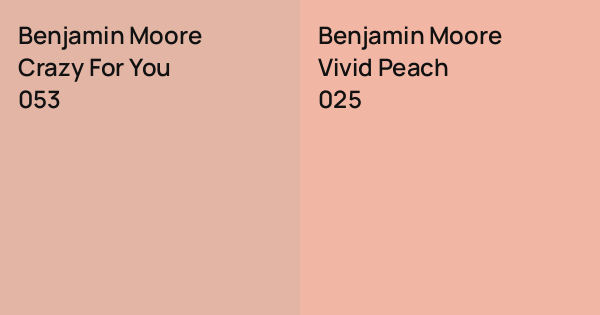 Benjamin Moore Crazy For You vs. Benjamin Moore Vivid Peach comparison