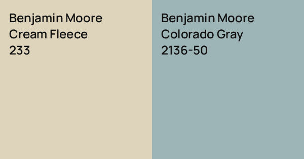 Benjamin Moore Cream Fleece vs. Benjamin Moore Colorado Gray comparison