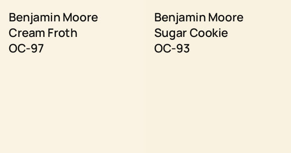 Benjamin Moore Cream Froth vs. Benjamin Moore Sugar Cookie comparison