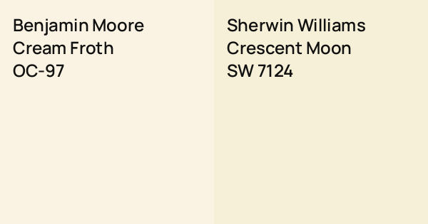 Benjamin Moore Cream Froth vs. Sherwin Williams Crescent Moon comparison