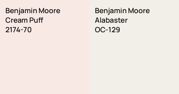 Benjamin Moore Cream Puff vs. Benjamin Moore Alabaster comparison