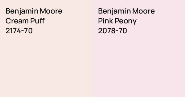 Benjamin Moore Cream Puff vs. Benjamin Moore Pink Peony comparison