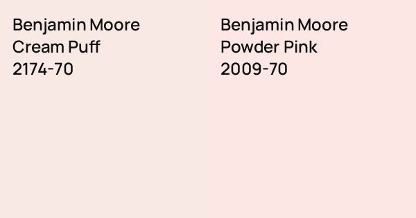 Benjamin Moore Cream Puff vs. Benjamin Moore Powder Pink comparison