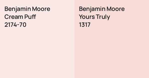 Benjamin Moore Cream Puff vs. Benjamin Moore Yours Truly comparison