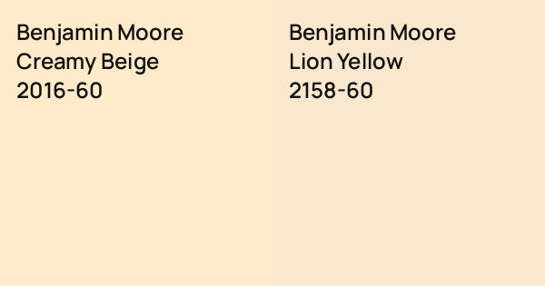 Benjamin Moore Creamy Beige vs. Benjamin Moore Lion Yellow comparison