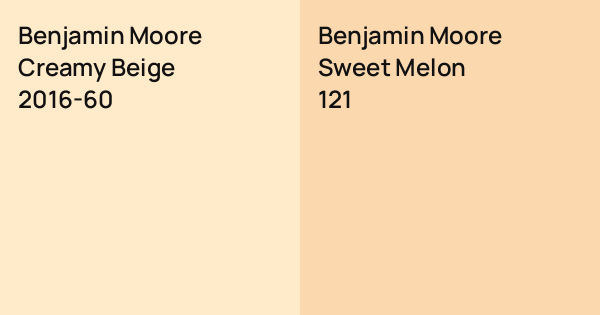 Benjamin Moore Creamy Beige vs. Benjamin Moore Sweet Melon comparison