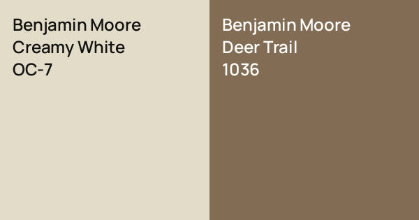 Benjamin Moore Creamy White vs. Benjamin Moore Deer Trail comparison