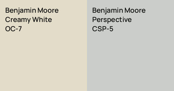 Benjamin Moore Creamy White vs. Benjamin Moore Perspective comparison