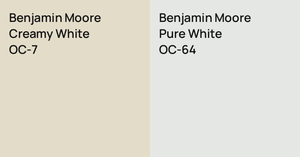 Benjamin Moore Creamy White vs. Benjamin Moore Pure White comparison