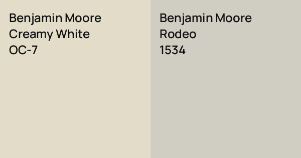 Benjamin Moore Creamy White vs. Benjamin Moore Rodeo comparison