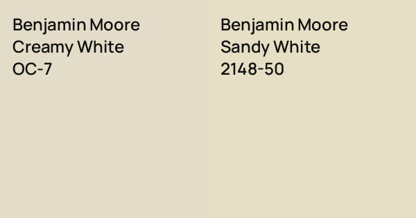 Benjamin Moore Creamy White vs. Benjamin Moore Sandy White comparison