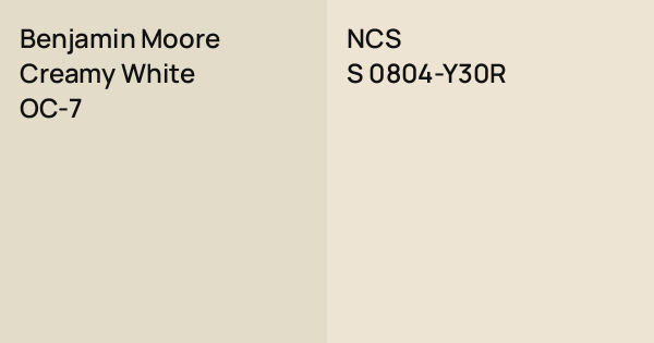 Benjamin Moore Creamy White vs. NCS S 0804-Y30R comparison