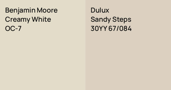 Benjamin Moore Creamy White vs. Dulux Sandy Steps comparison